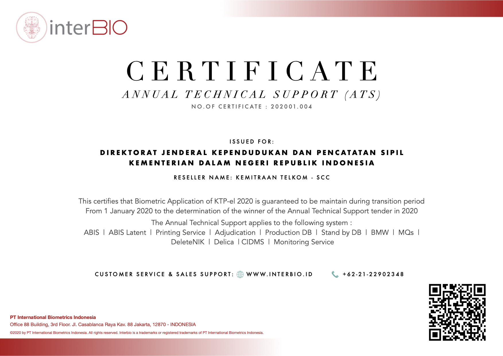 ATS for KTP-el 2020 Transition - InterBio